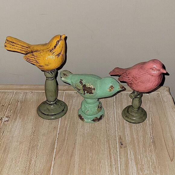 Vintage | Accents | Vintage Rusticcast Iron Blue Bird And Yellow Red ...